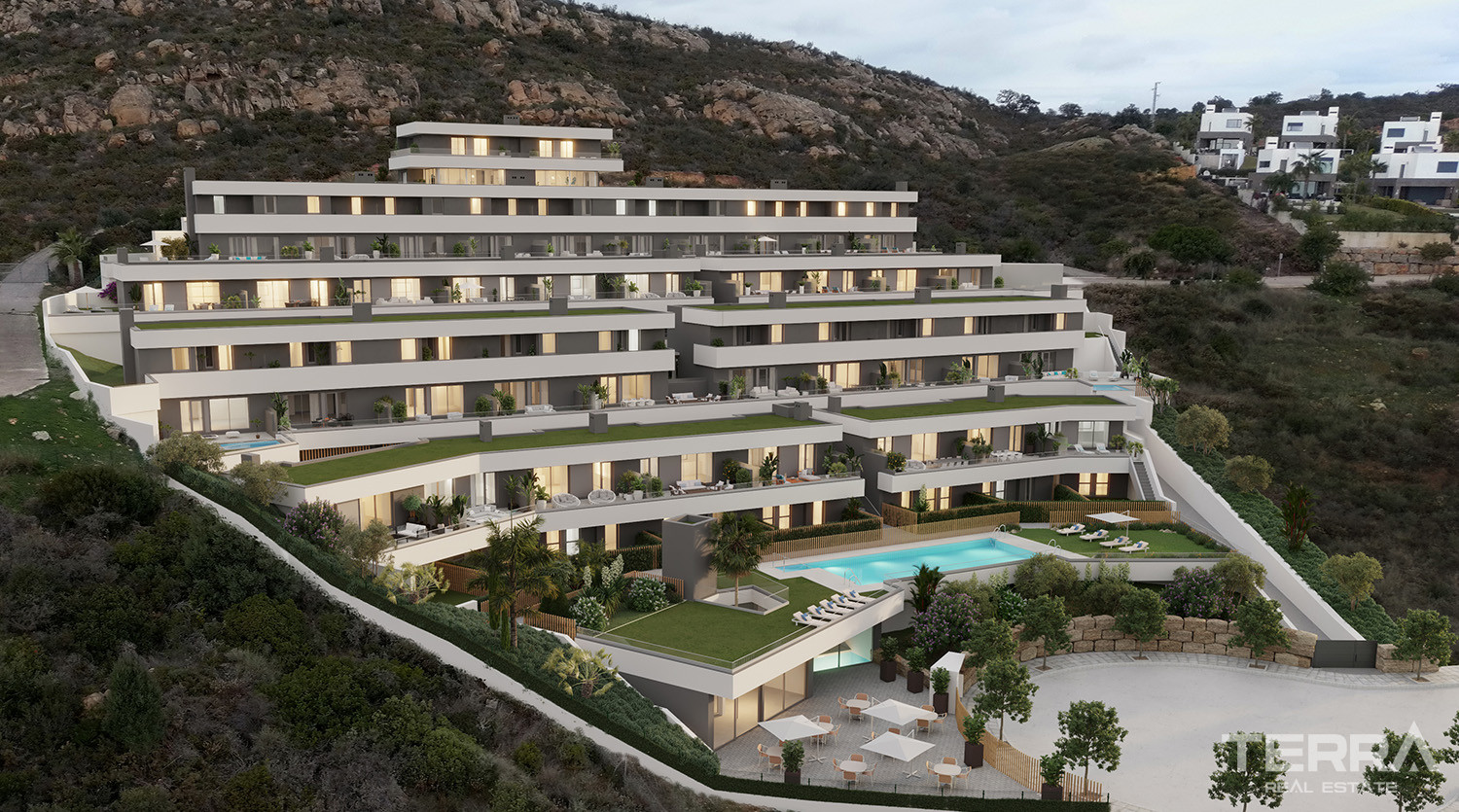 Maisons mitoyennes avec vue mer à vendre à Manilva, Espagne - TERRA ...